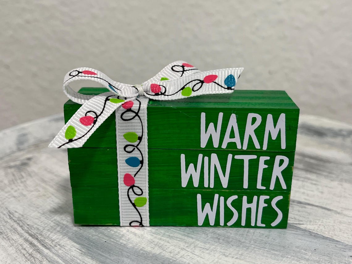 Handmade Mini Wood Winter Book Stack, Tiered Tray Decor - Etsy