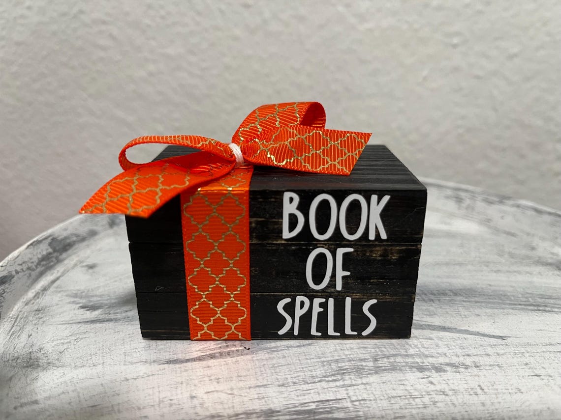 Mini Wood Book Stack, Book Stack, Halloween Book Stack Home Decor ...