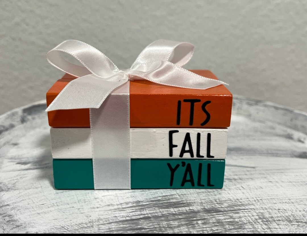 Mini Wood Book Stack, Fall Book Stack, Fall Tiered Tray Decor, Fall ...