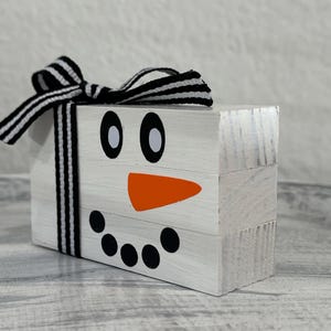 Mini Wood Book Stack, Book Stack, Snowman Book Stack Home Decor ...