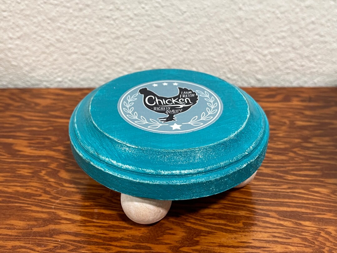 Mini Round Wood Riser, Chicken Tiered Tray Decor, Handmade Wood Riser ...