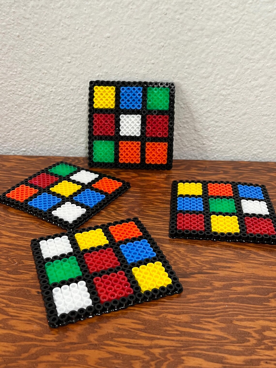Rubik’s Cube Perler Bead Coasters, Set of 4 Coasters - Etsy