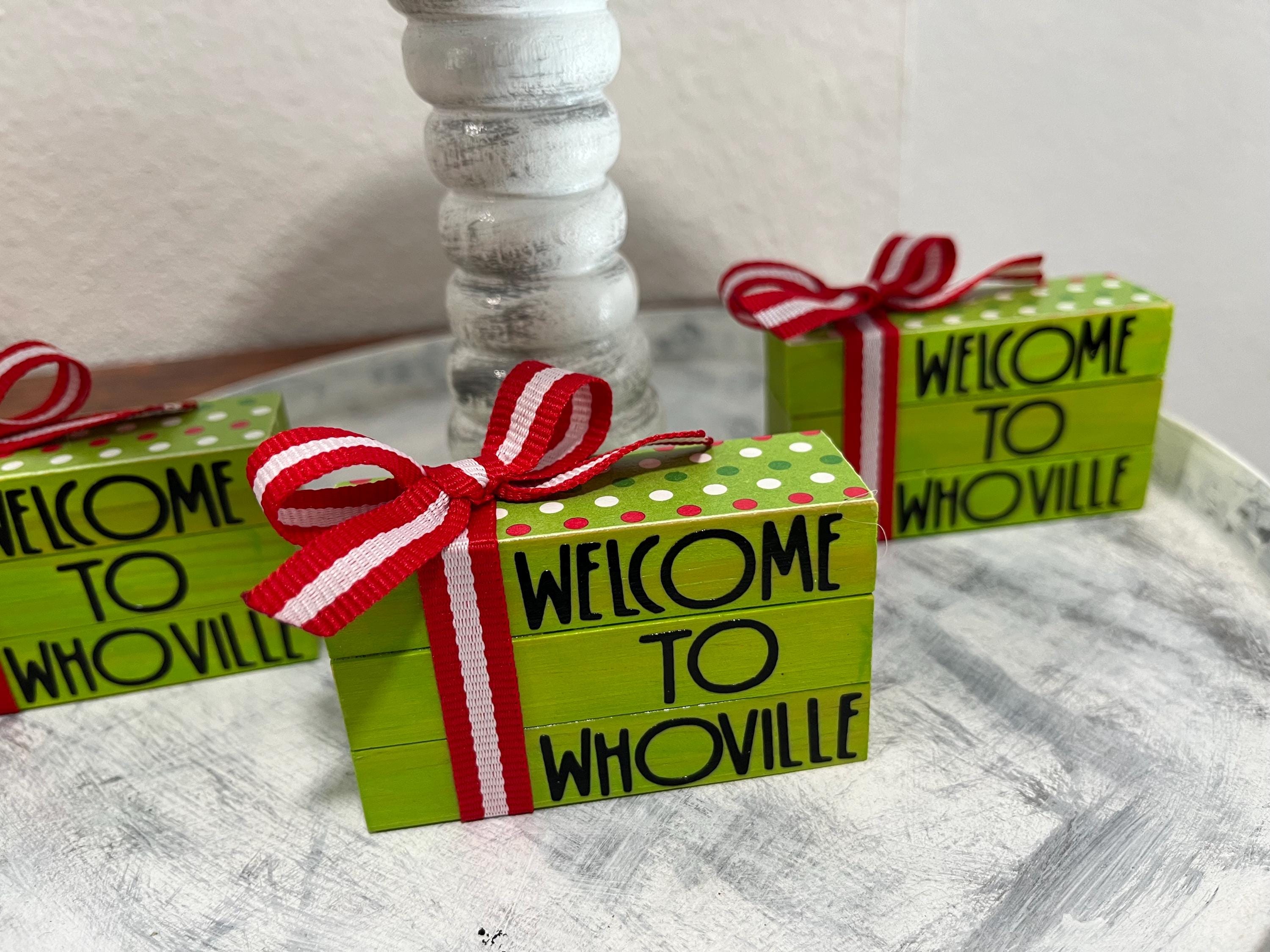Mini Wood Book Stack, Christmas Grinch Tiered Tray Decor - Etsy