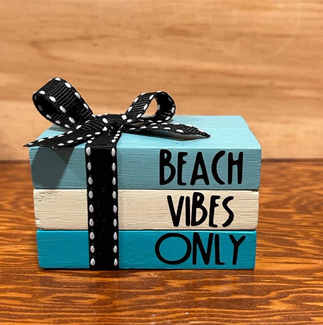 Mini Tier Tray Book Stack-faux Summer Mini Book Stack-tiered Tray Decor ...