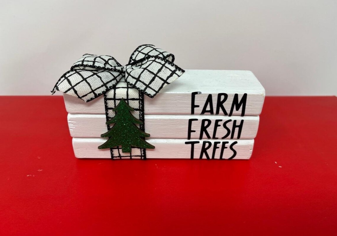 Mini Wood Book Stack, Christmas Book Stack, Handmade Ready to Ship ...