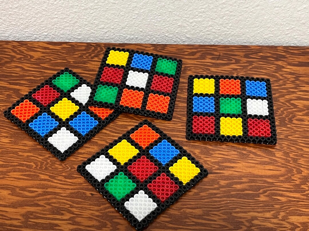 Rubik’s Cube Perler Bead Coasters, Set of 4 Coasters - Etsy