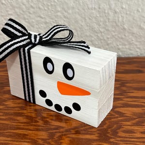Mini Wood Book Stack, Book Stack, Snowman Book Stack Home Decor ...
