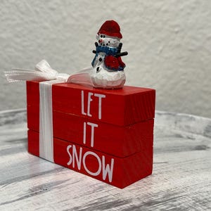 Mini Wood Book Stack, Book Stack, Let It Snow, Snowman Book Stack Home ...