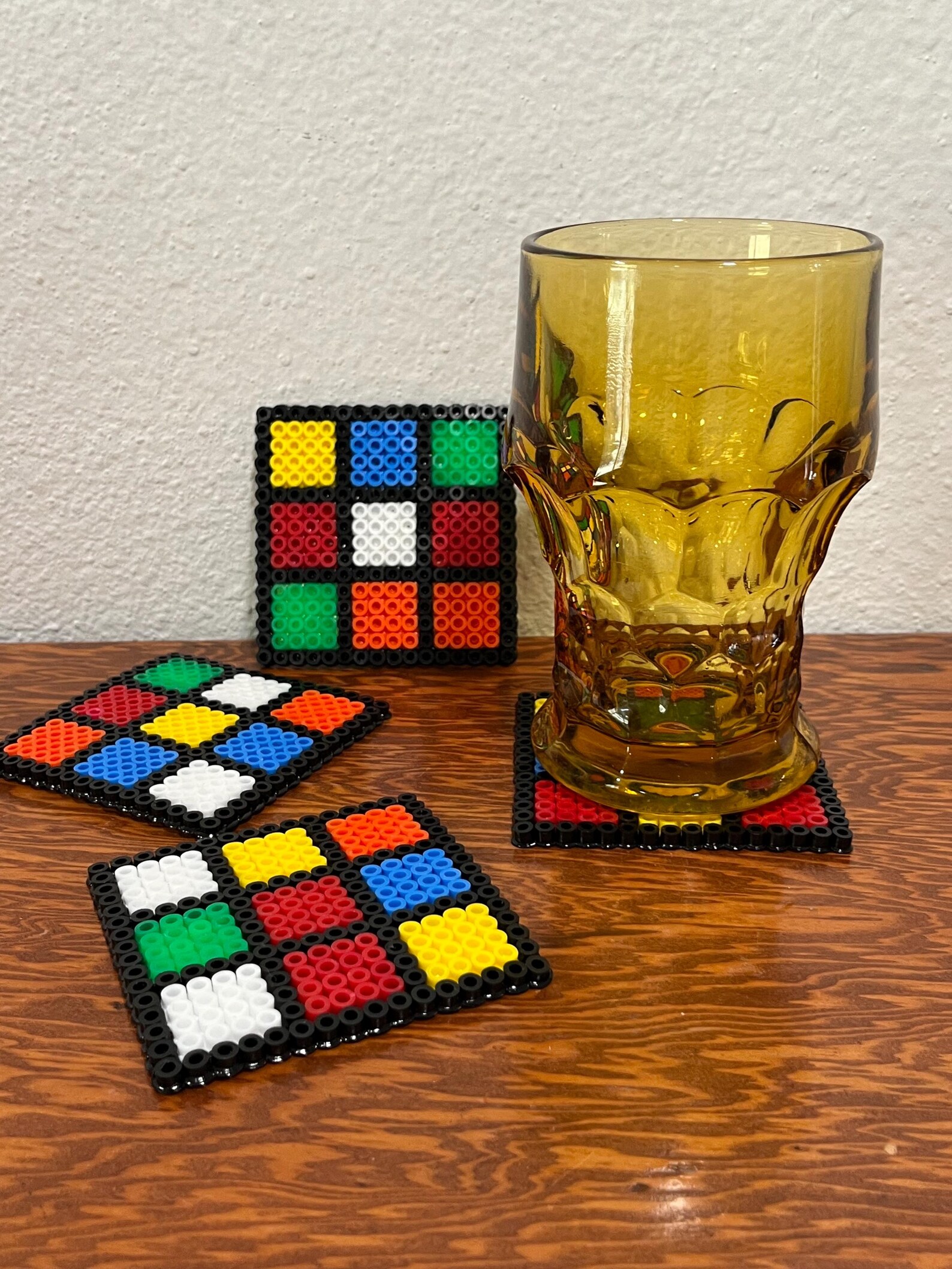 Rubik’s Cube Perler Bead Coasters, Set of 4 Coasters - Etsy