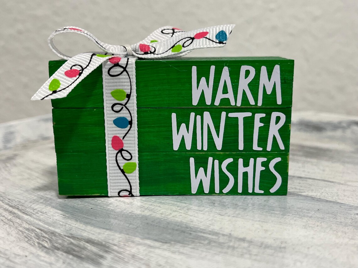 Handmade Mini Wood Winter Book Stack, Tiered Tray Decor - Etsy