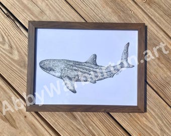 Fine Art Print of Pointillism Illustration: Whale Shark Profile by ...