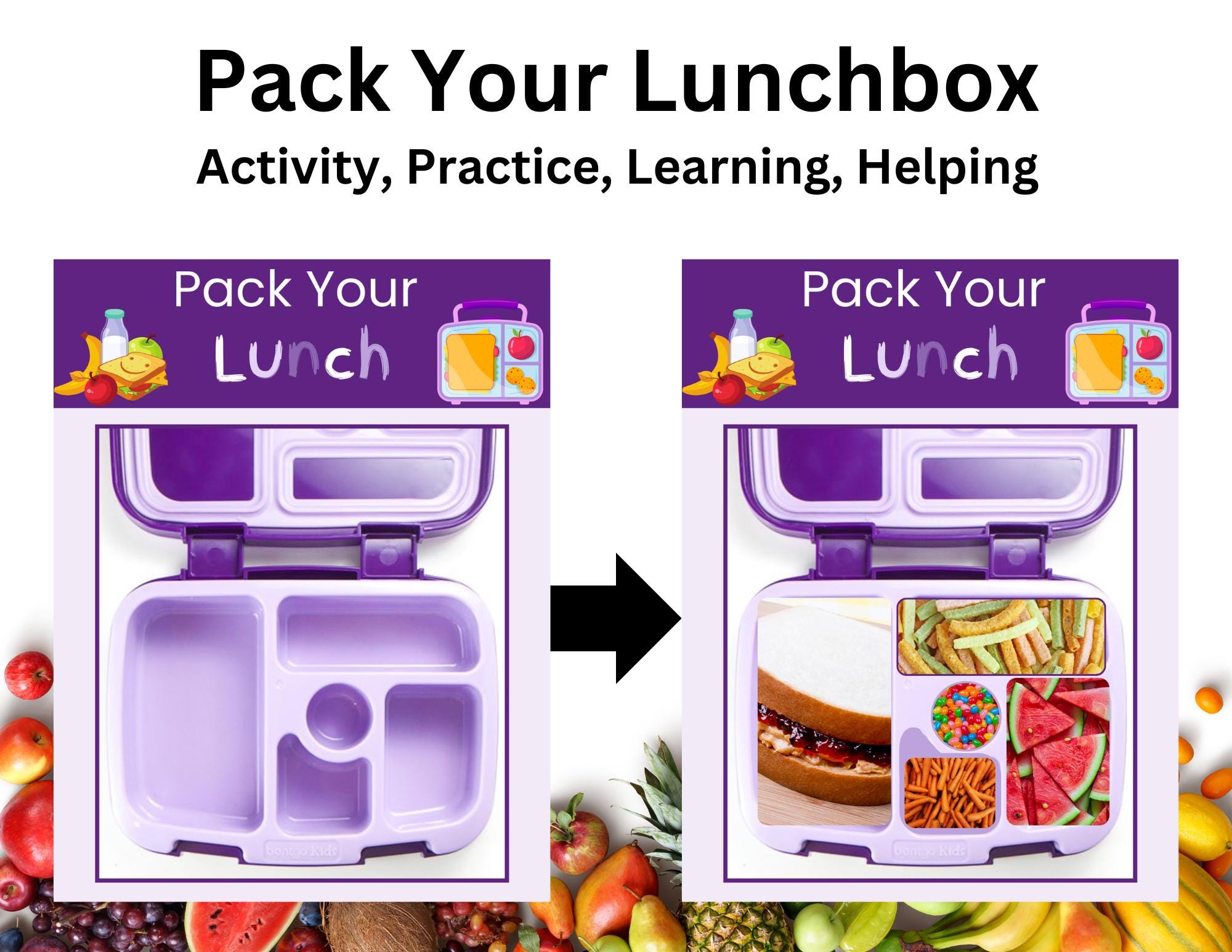 Pack Your Lunchbox Activity for Kids - Preschool, Toddler, Kindergarten ...