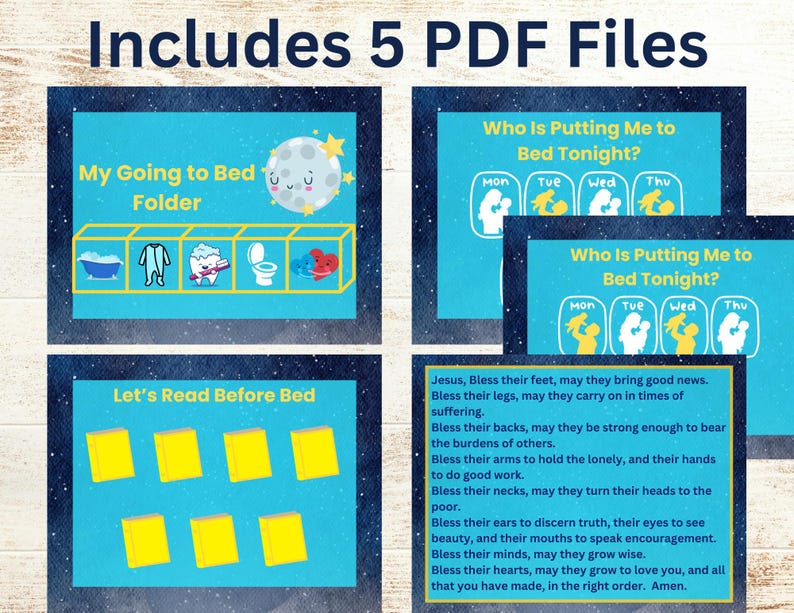 Bedtime Routine Folder for Toddler / Preschool Checklist, Book, Parent ...