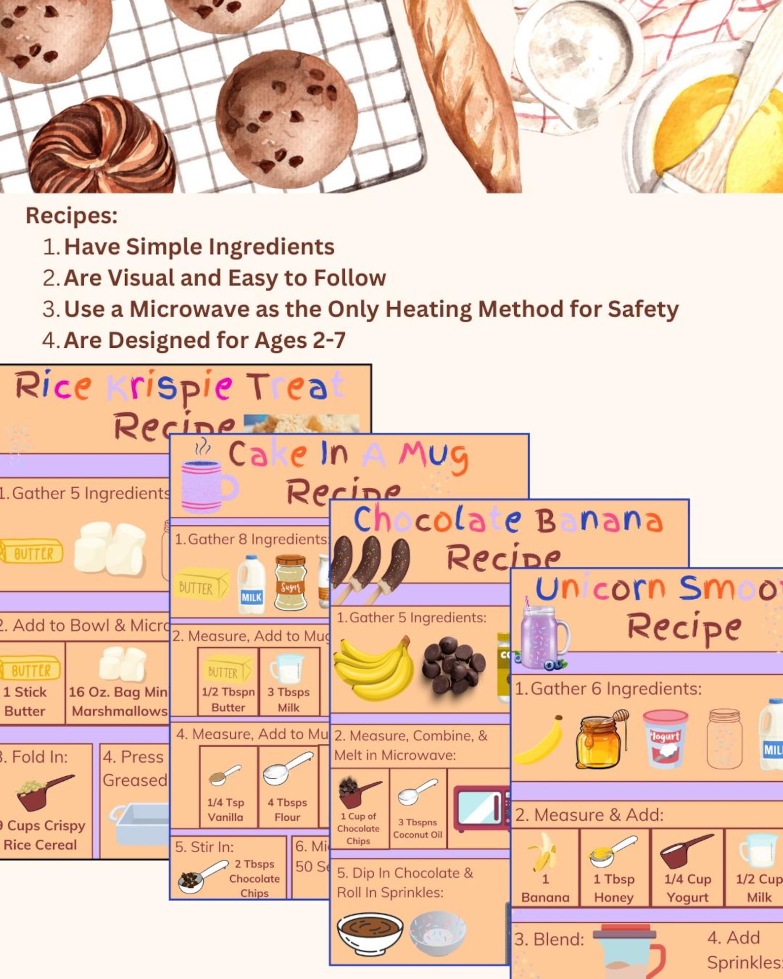 Preschool Recipes for Baking and Cooking, Safe and Visual Toddler ...