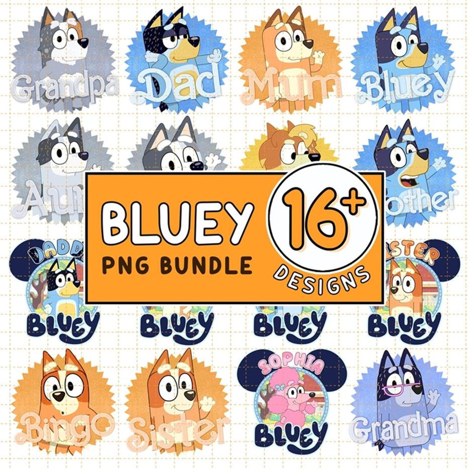 Bluey Family Png Bundle, Bluey Fathers Day Png, Bluey Family Png File ...