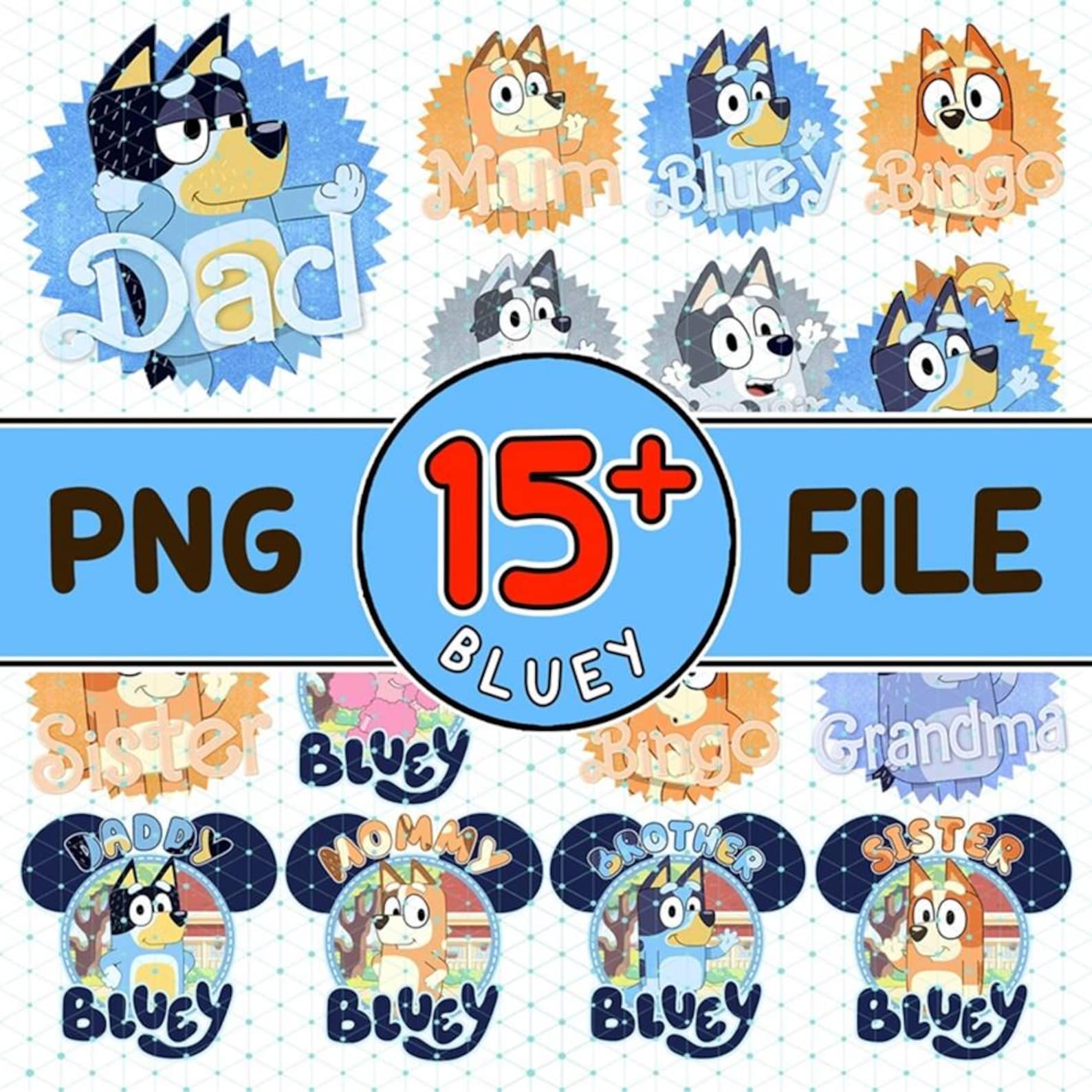 Bluey Family Png Bundle, Bluey Fathers Day Png, Bluey Family Png File ...