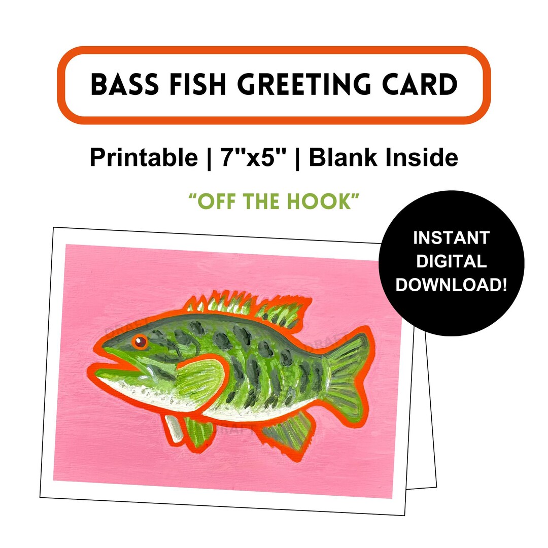 Printable Greeting Cards, Fish Cards, Bass Fish, Printable Fish Cards ...