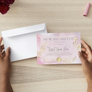 Big Sister Certificate Printable | Editable Sibling Announcement ...