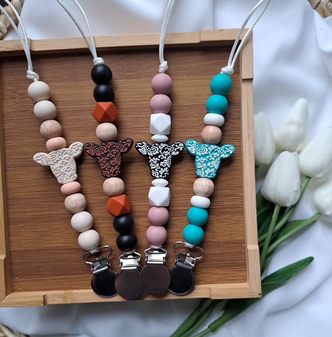 Cow Head Pacifier Clip, Rustic Western Theme, Cowboy Cowgirl Dummy Clip ...