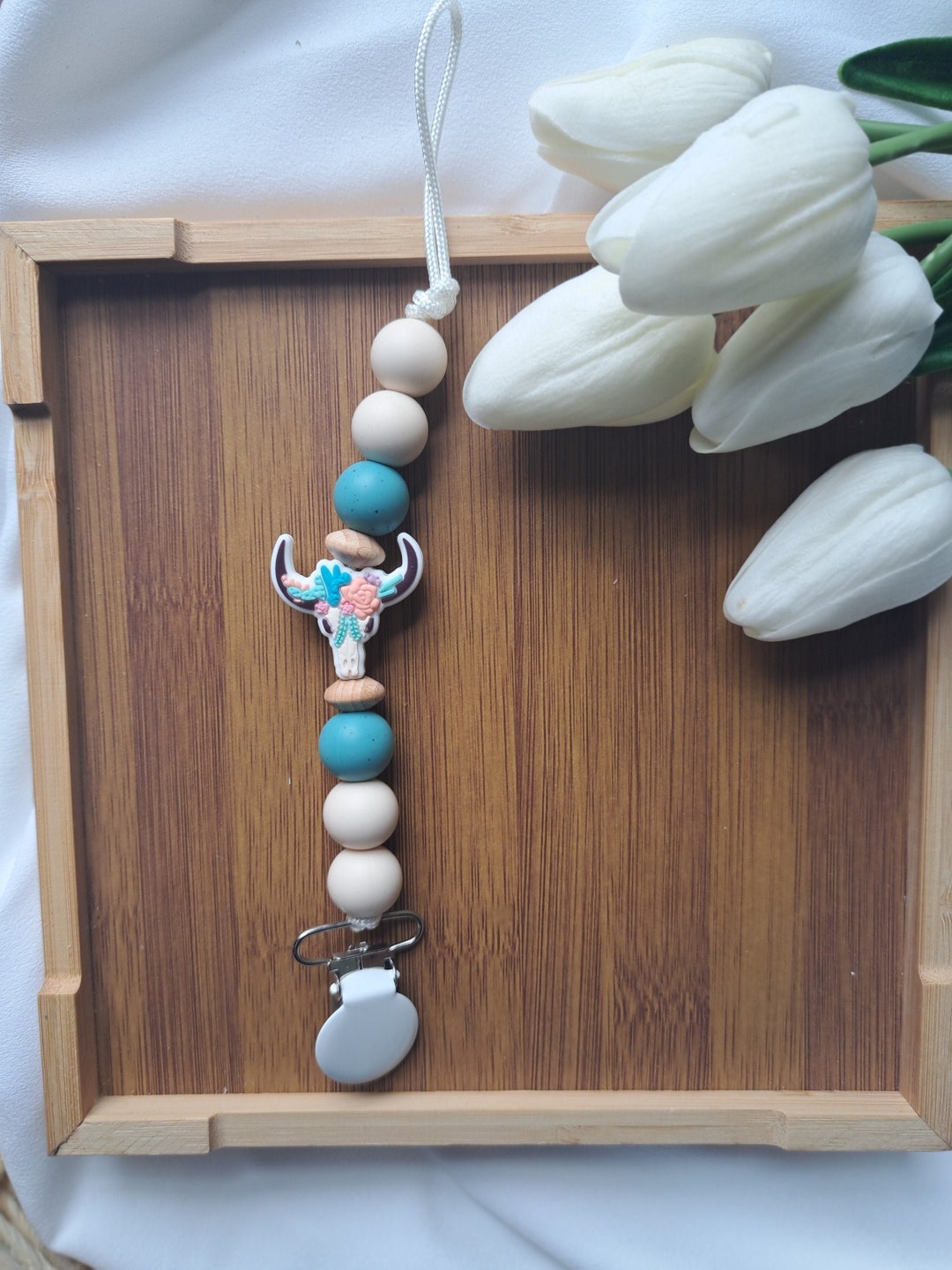 Western Cowboy Pacifier Clip, Binky Clip, Silicone Beaded Paci Clip ...