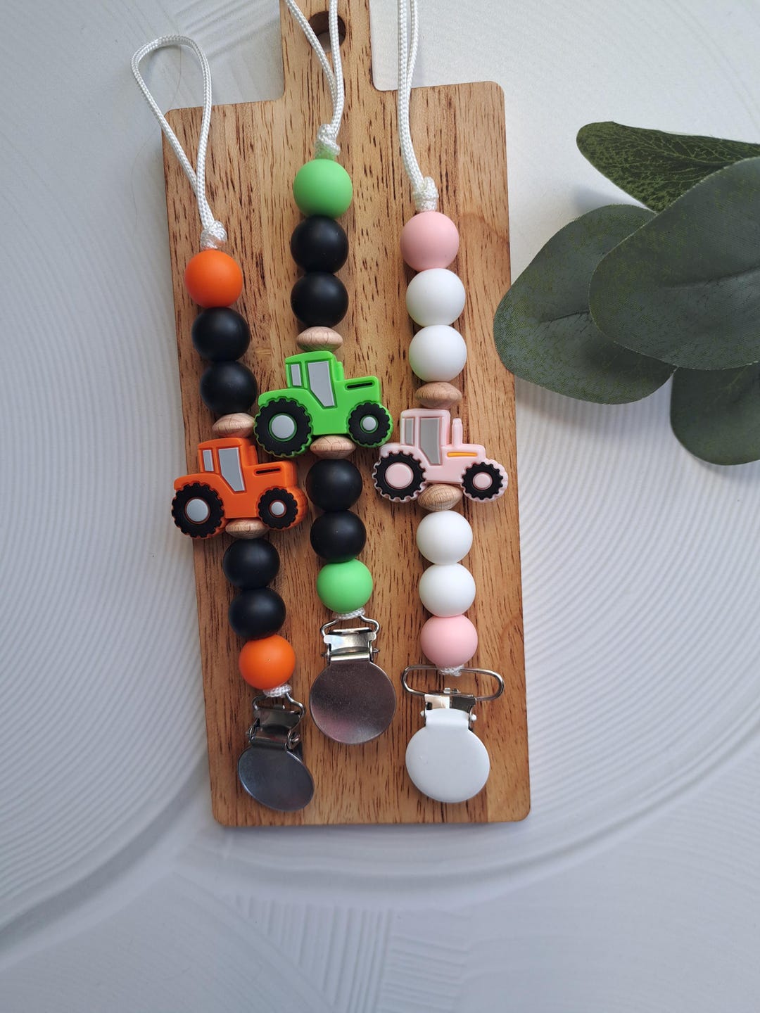 Tractor Pacifier Clip, Silicone Pacifier Clip, Gender Neutral Pacifier ...