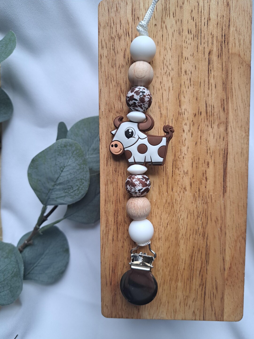Cow Silicone Pacifier Clip | Gender Neutral Pacifier Clip | Animal ...