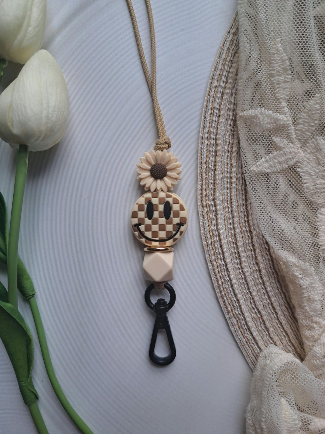 Retro Smile Face Lanyard, Key Holder, Badge Holder, Gift for Teacher ...