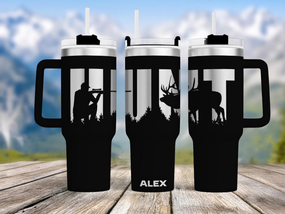 Custom Name Elk Hunting Tumbler – 40 Oz Personalized Stainless Steel ...