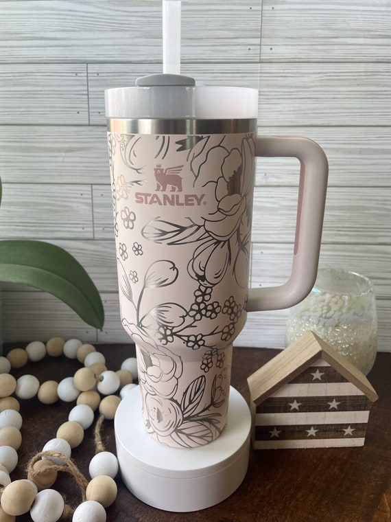 Sunflower Leopard Print Tumbler Engraved Stanley Quencher