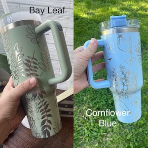 Engraved 40oz Tumbler | Fanley 40oz Tumbler | Floral Tumbler | Leaf ...