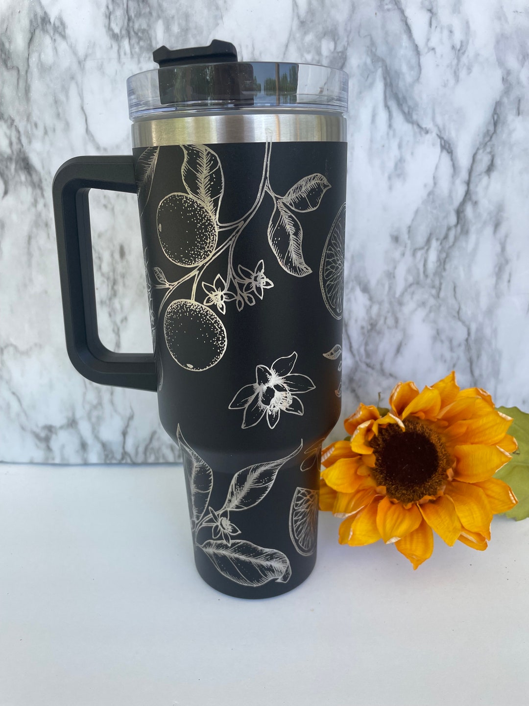 Engraved 40oz Tumbler Fanley 40oz Tumbler Floral Tumbler Orange Blossom ...
