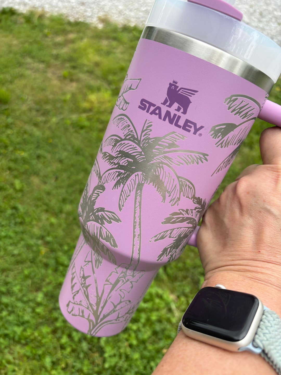 Engraved Stanley 40oz Tumbler: Palm Tree H2.0 Quencher, Summer Travel ...