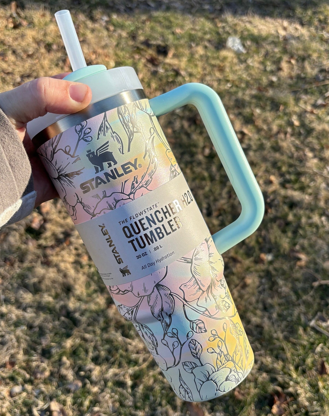 Engraved Peony Stanley Tumbler: Floral 30oz H2.0 Quencher - Etsy