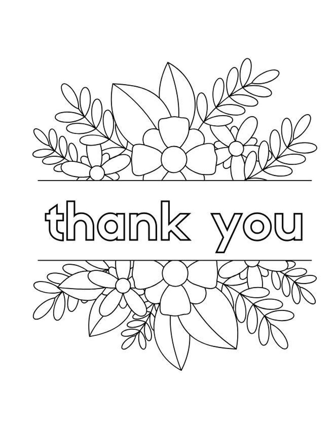 Thank You Coloring Card - Etsy