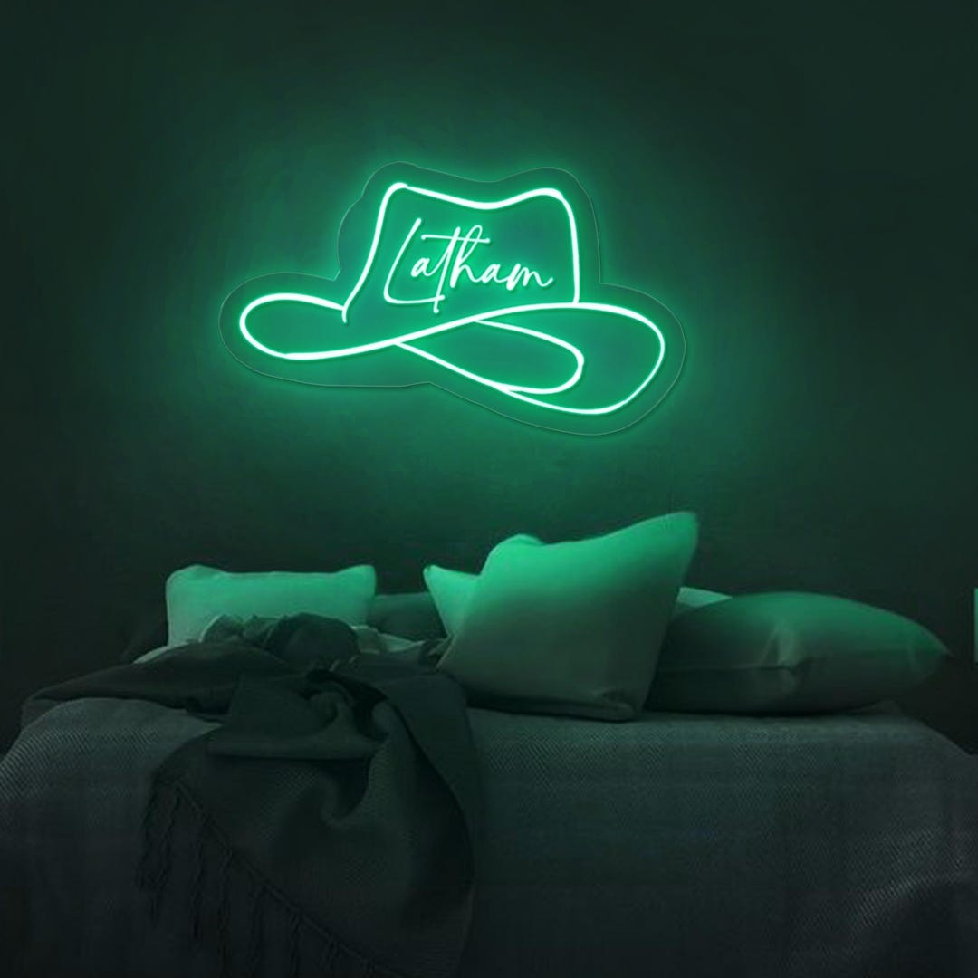 Custom Name Cowboy Hat Neon Sign, Western Cowgirl LED Neon Light, Rave ...
