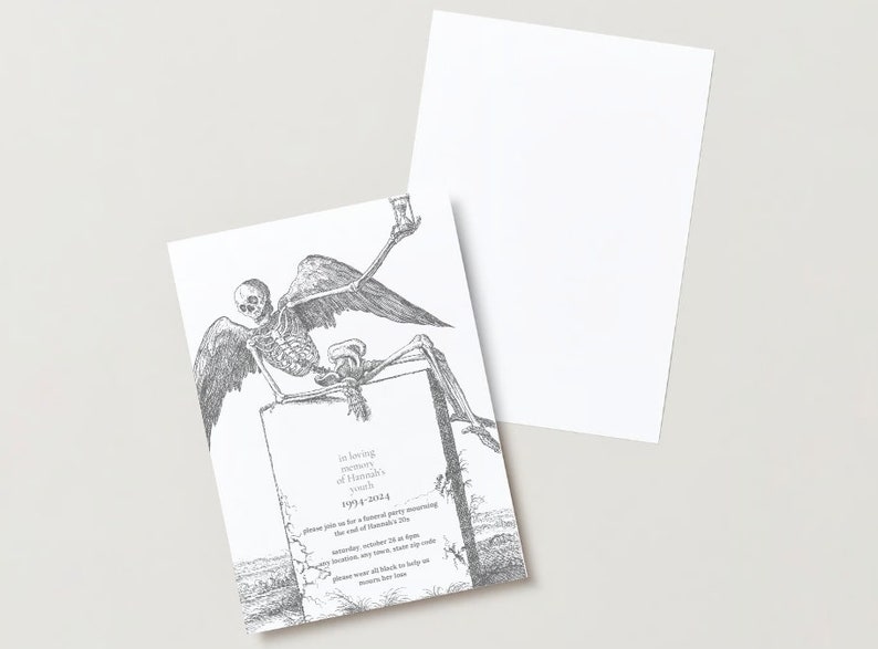 RIP 30s Birthday Party Invitation Canva Free, Digital Download ...