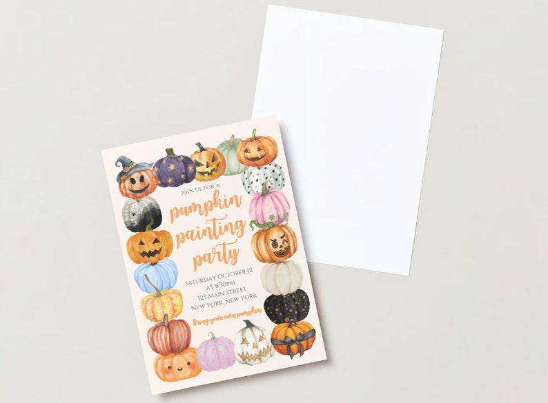 Pumpkin Painting Party Invitation, CANVA PRO, Fall Party, Halloween ...