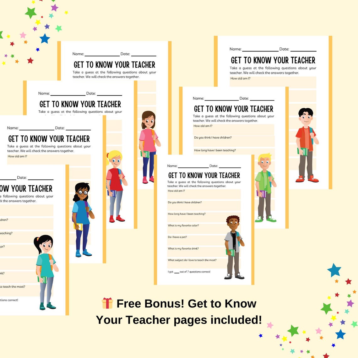 All About Me Poster Set 8 Unique Themes for Kids Printable Activity ...