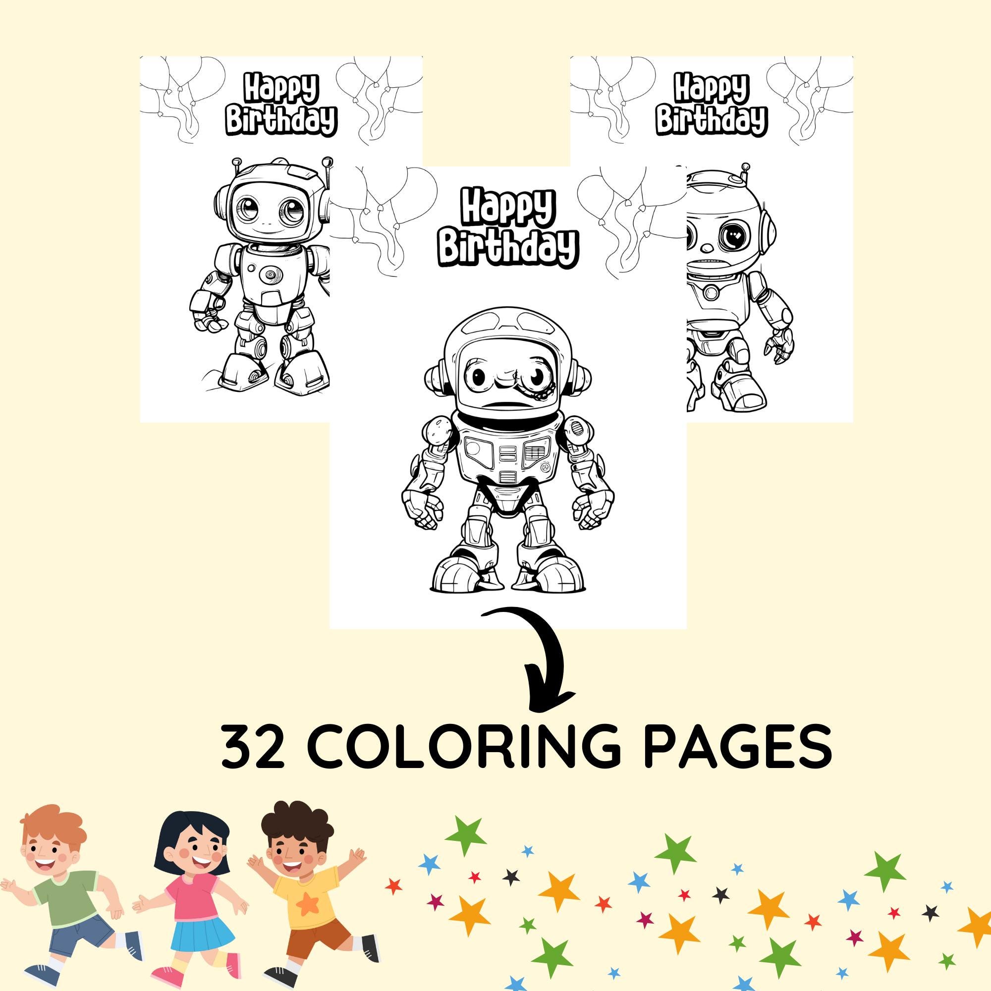 Personalized Robot Birthday Activity Book 45 Pages of Coloring & Robot ...