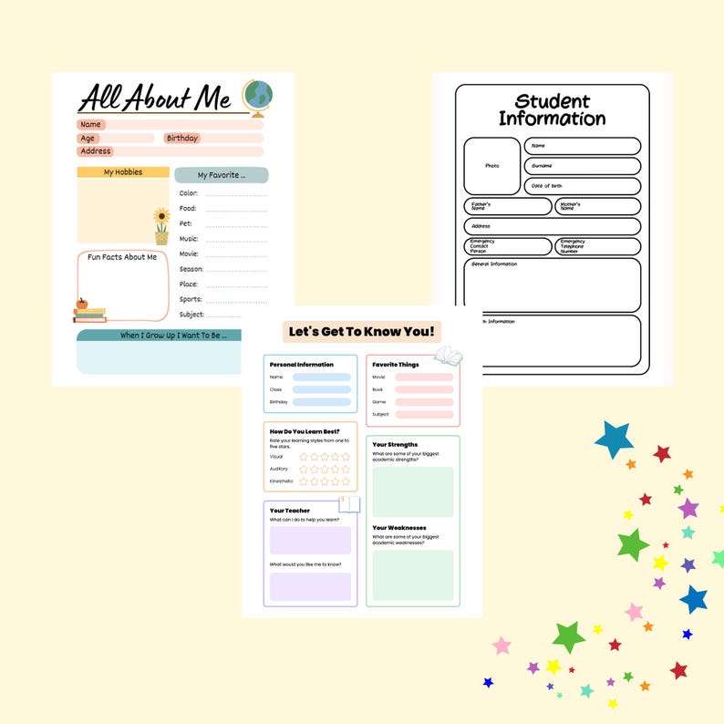 All About Me Poster Set 8 Unique Themes for Kids Printable Activity ...