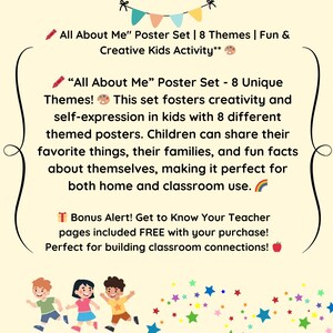 All About Me Poster Set 8 Unique Themes for Kids Printable Activity ...