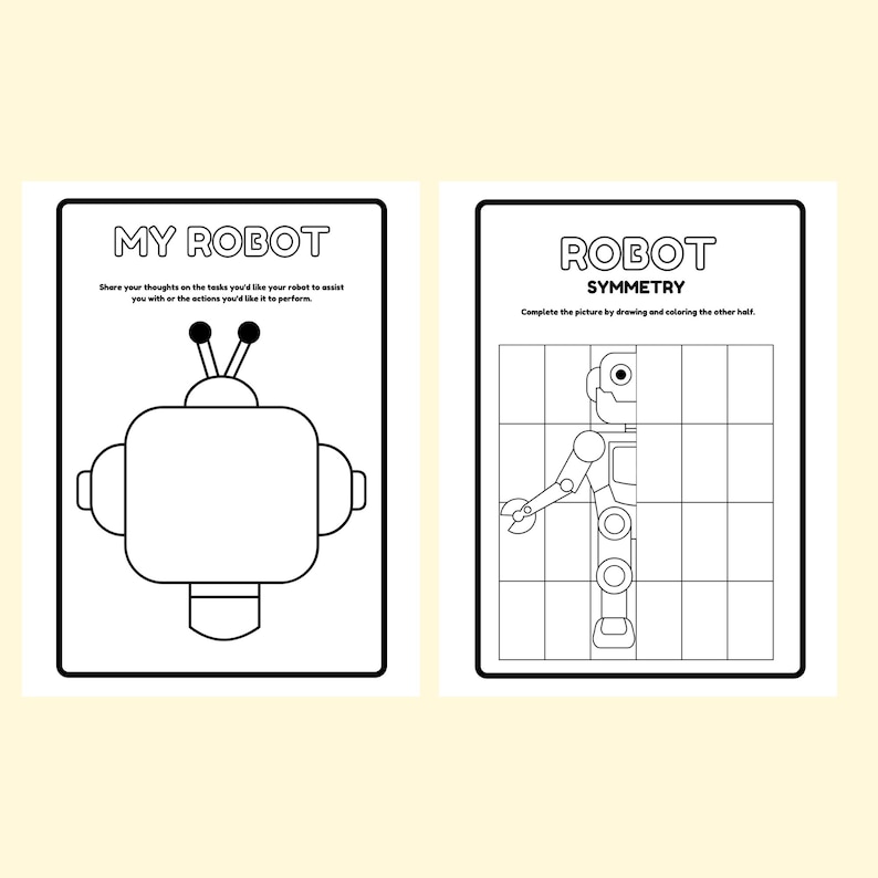 Personalized Robot Birthday Activity Book 45 Pages of Coloring & Robot ...