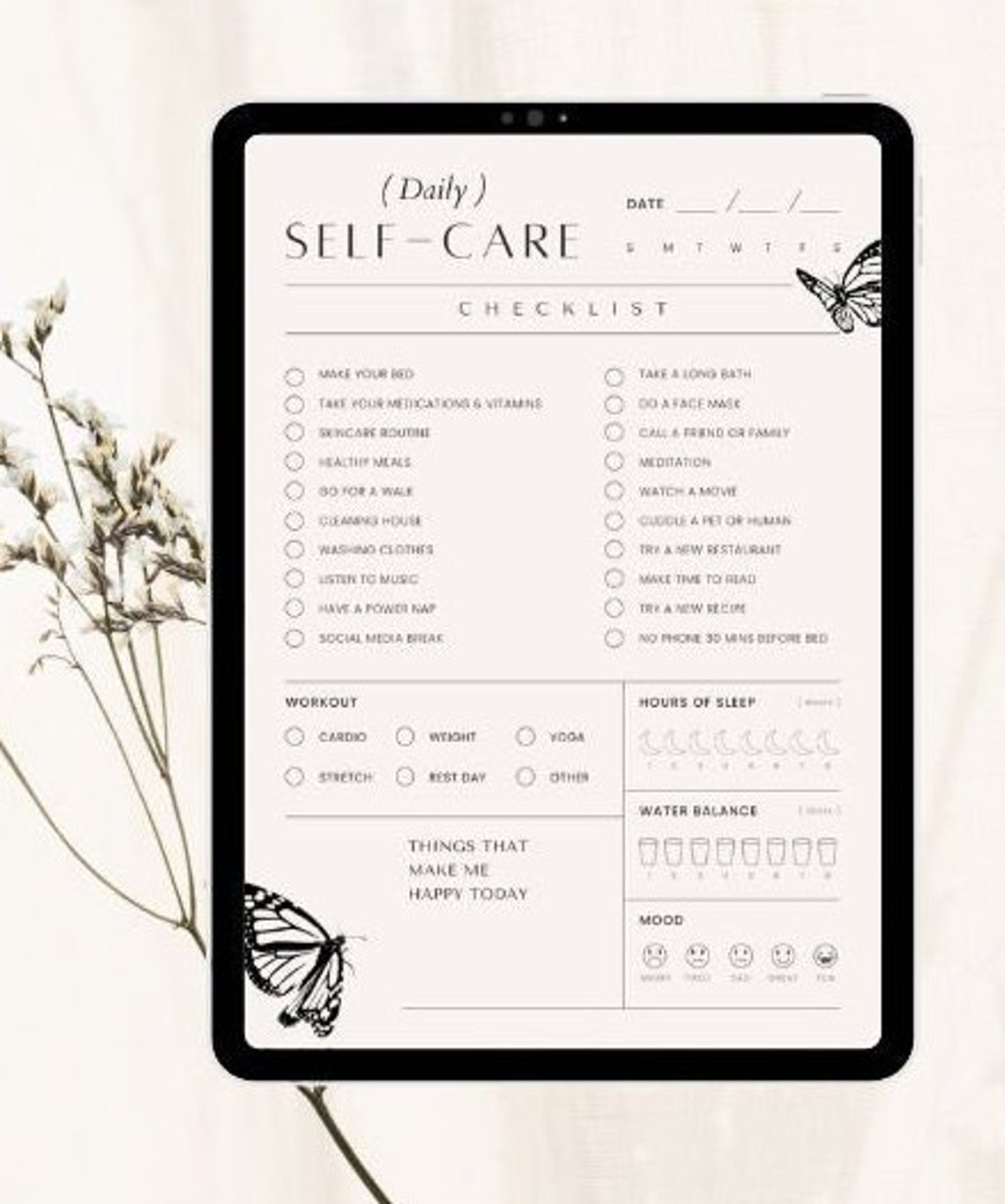 Daily Self-care Checklist for Wellness & Happiness - Etsy