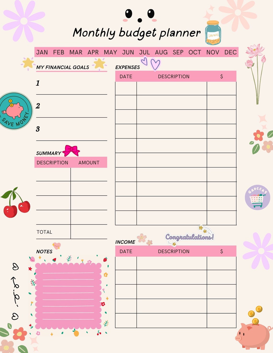 Savvy Finances: Your Ultimate Monthly Digital Budget Tracker - Etsy