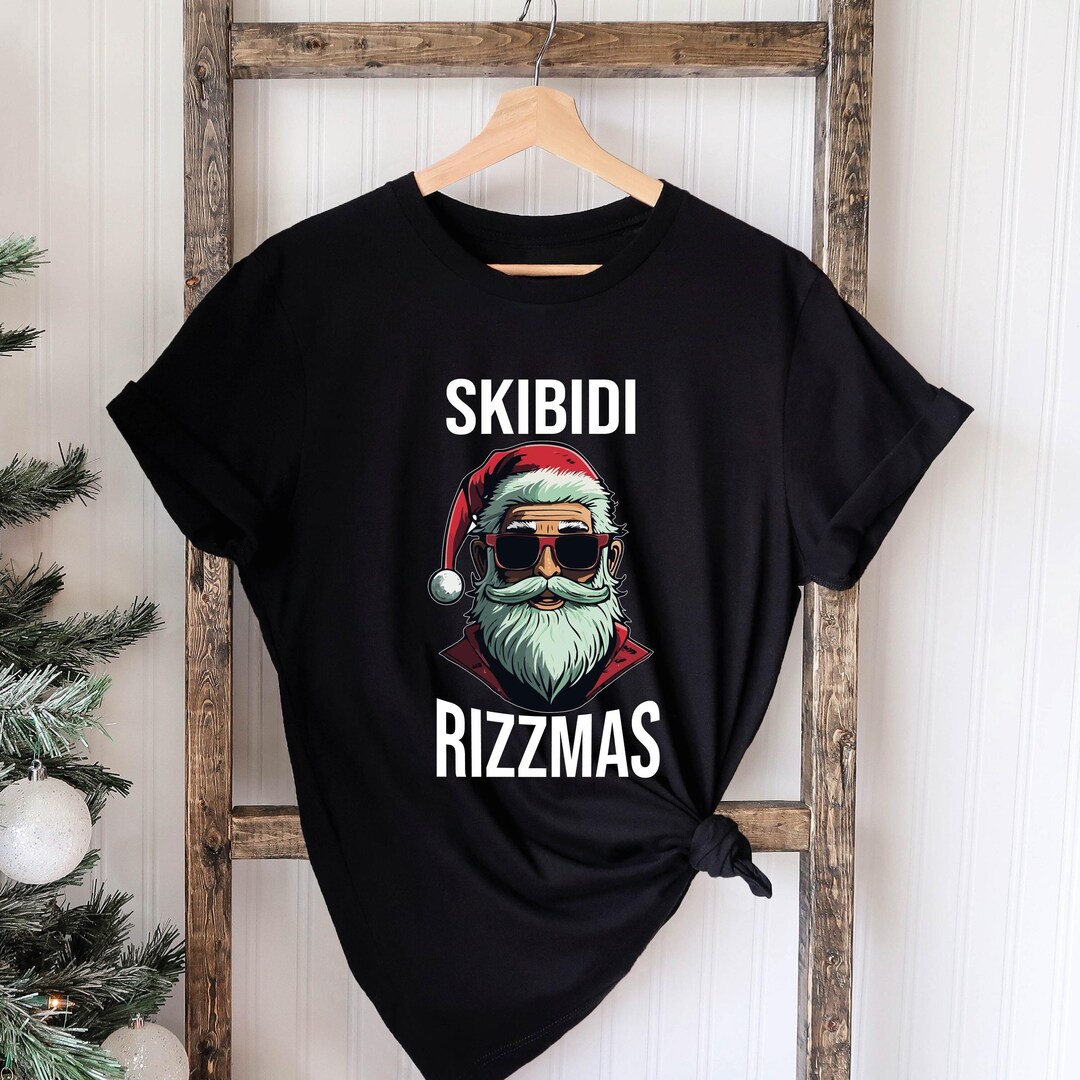 Skibidi Rizzmas Shirt, Rizzing Christmas Tee, Cool Santa Claus Tshirt ...
