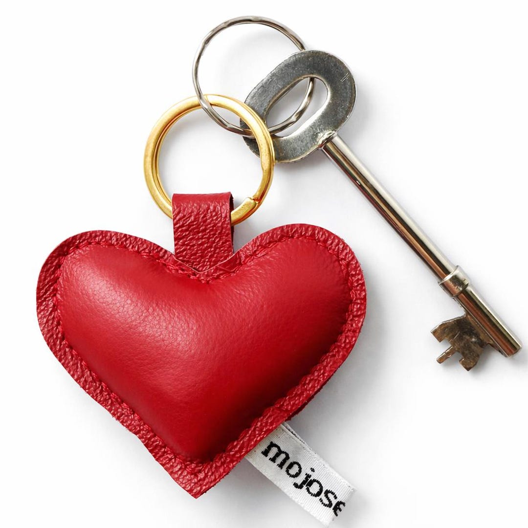 Handmade Red Leather Heart Keyring: Squishy Love Valentine Bag Charm - Etsy