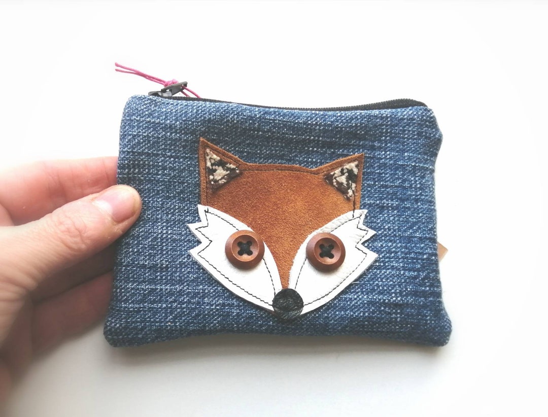 Fox Coin Purse Denim Fox Pouch Fox Appliqué Recycled Denim - Etsy UK