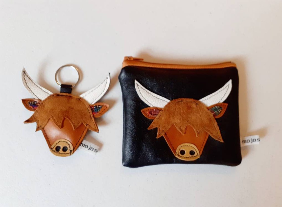 Highland Cow Keyring Leather Cow Keyring Cow Keychain Cow | Etsy UK