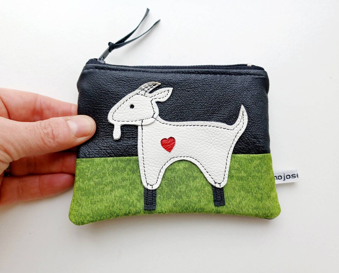 Goat Coin Purse, Goat Purse, Leather Goat Purse,goat Applique, Handmade ...