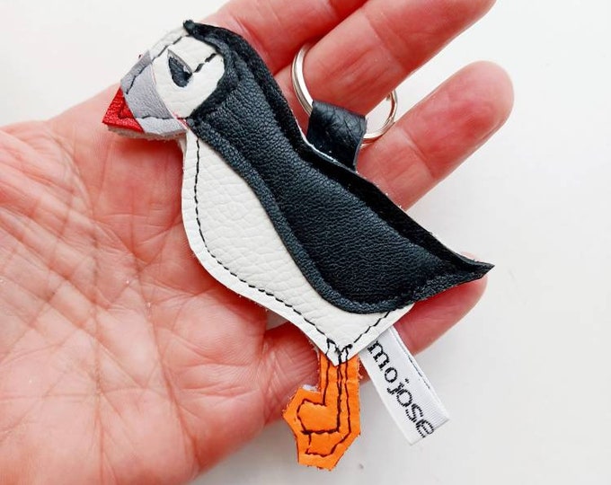 By the Shed Puffin Sea Bird Key Chain - Key Ring - Black White ...